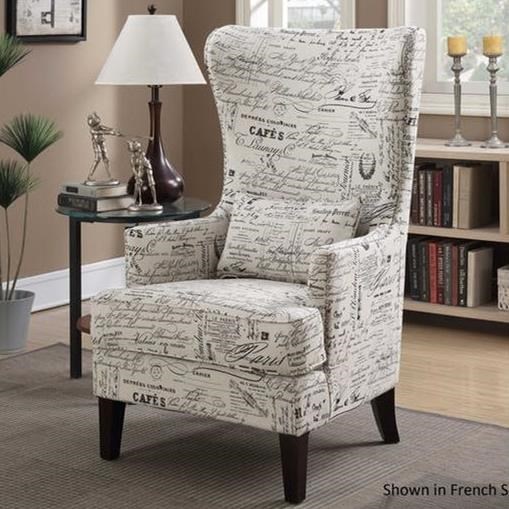 Elements International Kori UKRxx100 Upholstered Demi Wing Chair Knight Furniture Mattress Upholstered Chairs